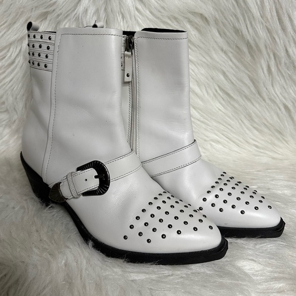 Geox | Shoes | Geox D Lovai White Studded Cowboy Ankle Boots Size Eu38 ...